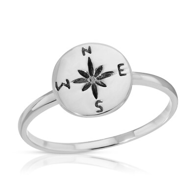 Sterling Silver 925 Compass Ring Dainty Navigation Jewelry Direction ...