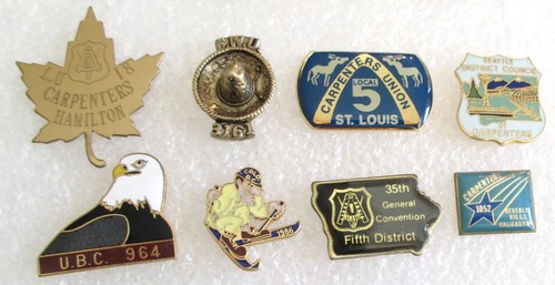 Vintage UBC Carpenters Union Pins - LU 5 18 964 1052 3161 Council Etc ...