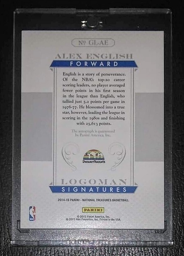 ALEX ENGLISH Nuggets 2014 National Treasures "Gold Logoman" AUTO ...