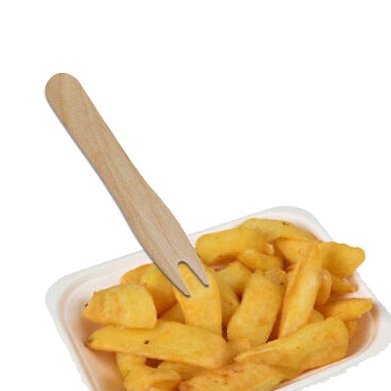 Wooden Compostable Biodegradable Chip Shop Chippy Forks in a dispenser ...