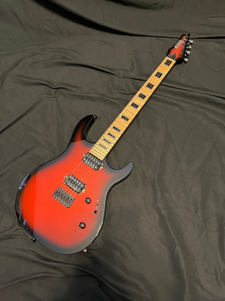 2017 Kiesel DC-600H Racing Orange Black Burst Guitar Reverse Headstock ...