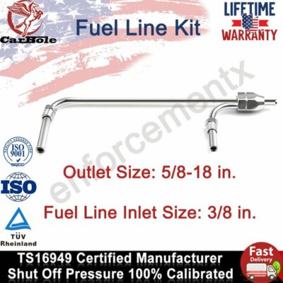 4160 Chrome Gas Hard Tube Fuel Line Kit for Barrel Carb Carburetor Dual ...