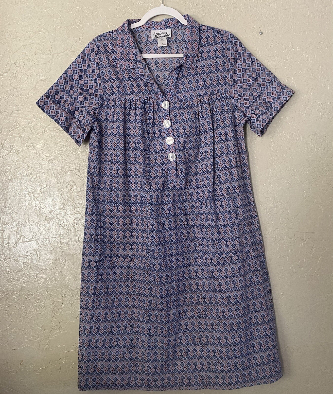 Vintage Anthony Richards Nightgown House Dress Blue P… - Gem