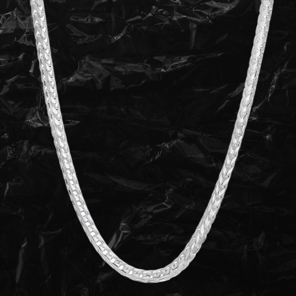 5mm Franco 925 Sterling Silver Solid Chain Necklace Diamond Cut High ...