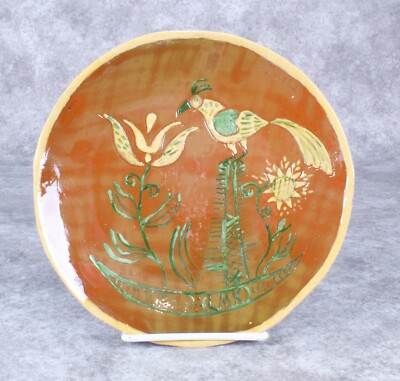 Original 1946 Art Pottery Plate Louise M. Kinney Handmade Bird Country ...