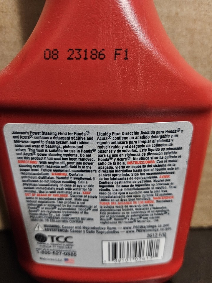 Johnsen's Power Steering Fluid For Honda & Acura 12 oz | eBay