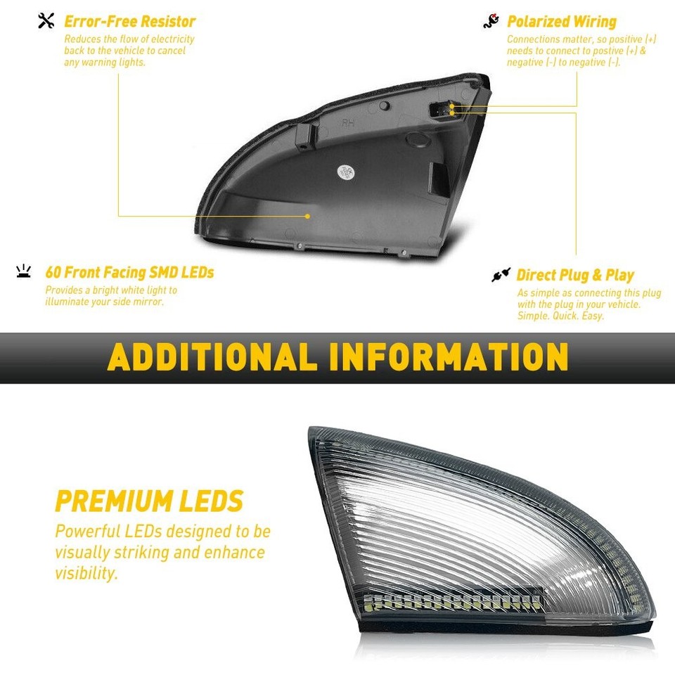 Left Right Mirror Turn Signal Light Puddle Lamp For 09-18 Dodge Ram ...