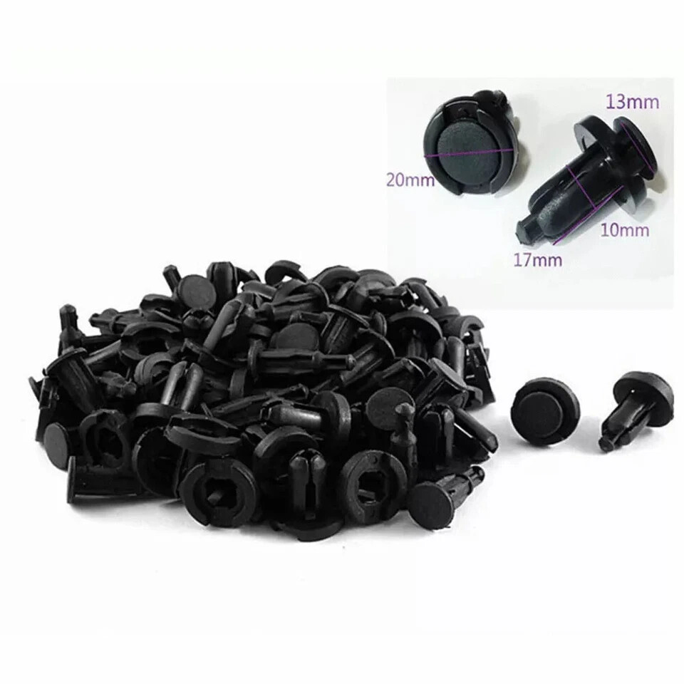 100Pcs 10mm Bumper Clips Hood Fender Push Plastic Rivets Retainer ...