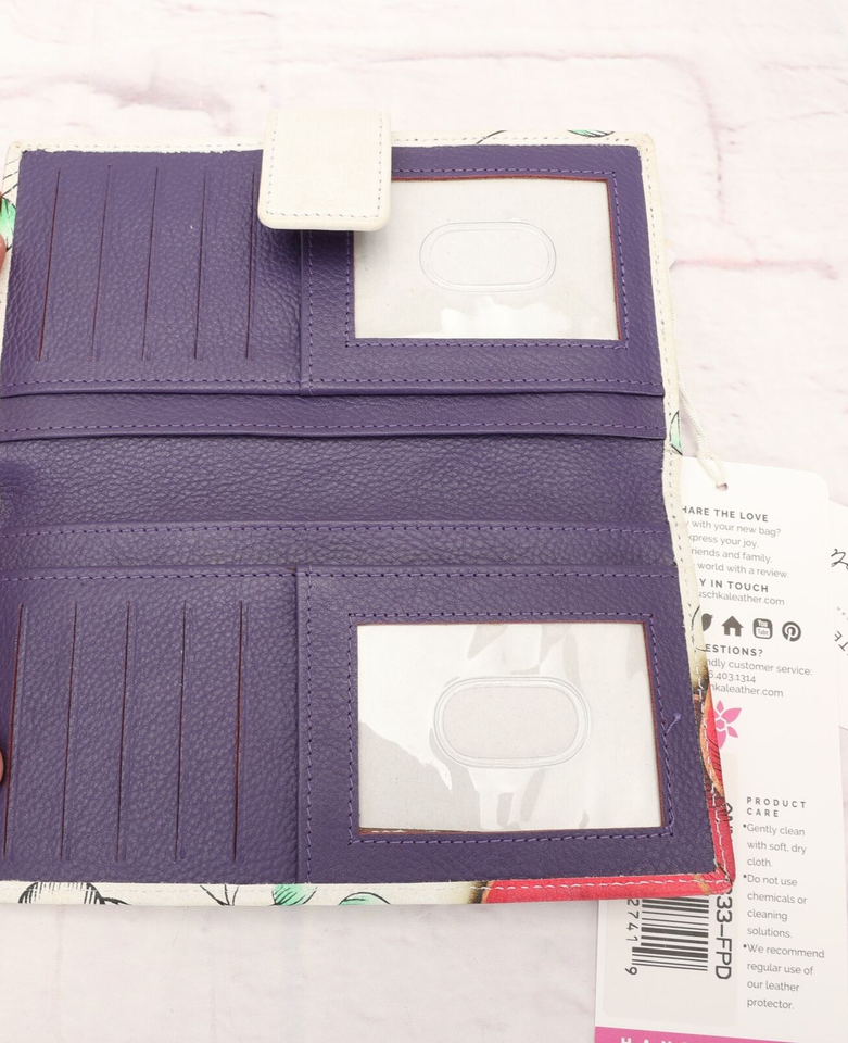 Anna by Anuschka Women Floral Paradise Bi-Fold Wallet Large White ...