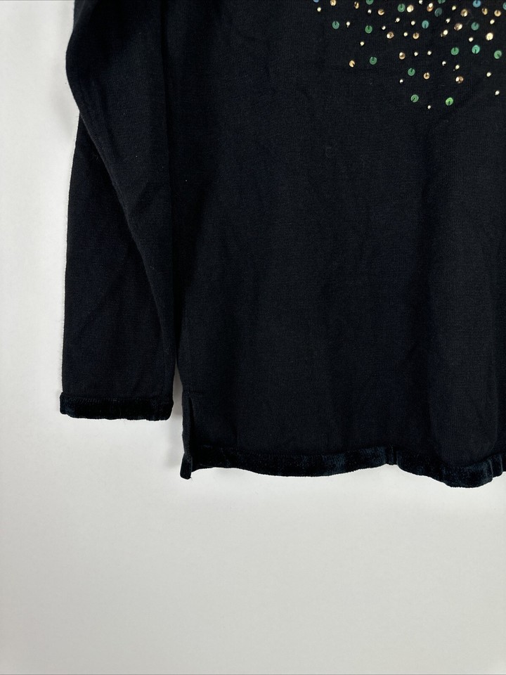 Quacker Factory Christmas Dog Sequins Pearls Santa Long Sleeve Shirt ...