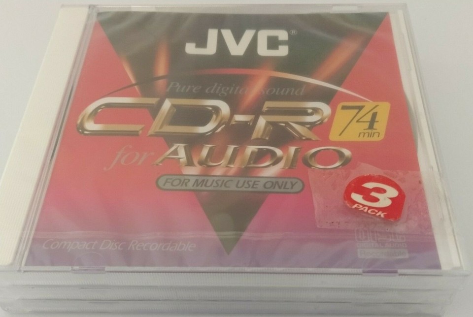 JVC CD-R 74 MINS / CD-RA74 / 3 PACK / Audio Music CD-R Blank Recordable ...