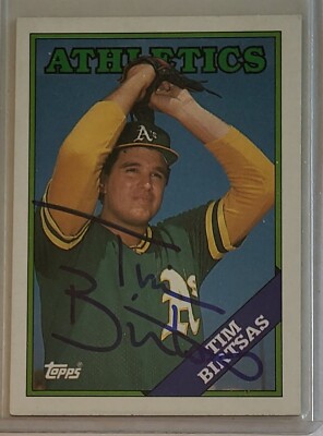 Autograph....1988 Topps #501 Tim Birtsas Oakland Athletics Baseball ...