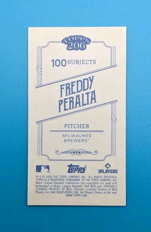 2022 Topps T-206 Freddy Peralta Wave 2 SSP Wood Paper Stock Print Run ...