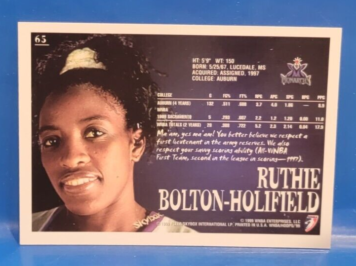 Ruthie Bolton Holifield B Monarchs Fleer SkyBox International No 65 | eBay