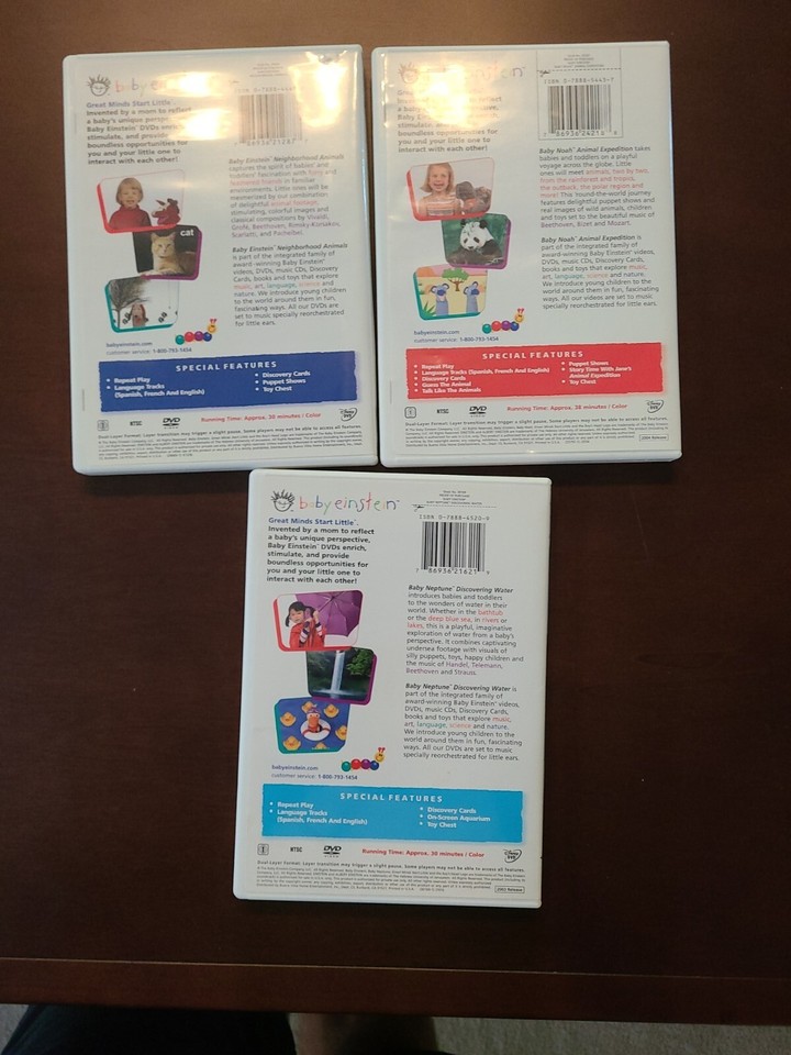 Baby Einstein 3 DVD Lot Baby Neptune, Baby Noah and Neighborhood ...