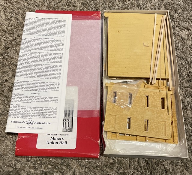 HO Scale SS Scale Structures Ltd. #1502 Miners Union Hall Unbuilt Open ...