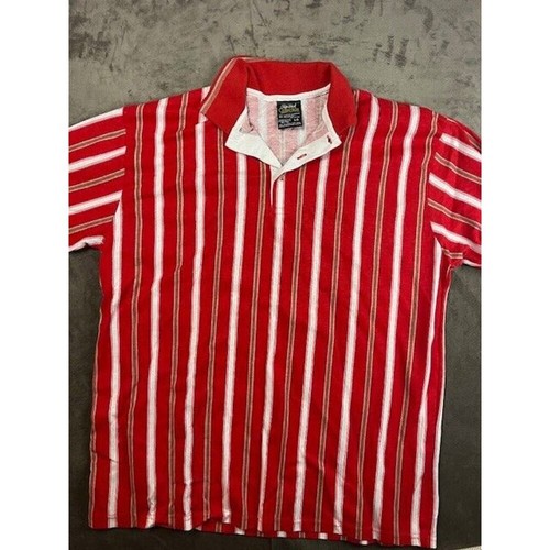 VTG 80s Chip Beck Collection Red stripe Collared Golf Polo Shirt L ...