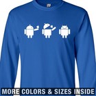 Droid Eats Apple Scene LONG SLEEVE T-Shirt Android Google Eating Mens ...