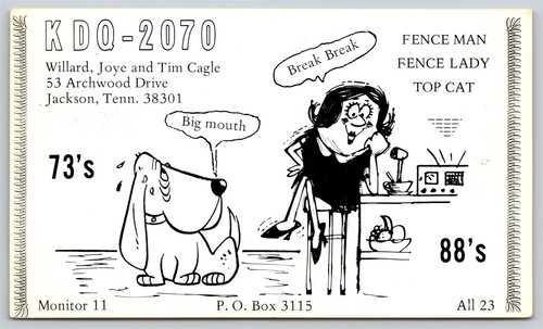 QSL CB Ham Radio Card KDQ-2070 Jackson TN Willard, Joyce & Tim Cagle ...