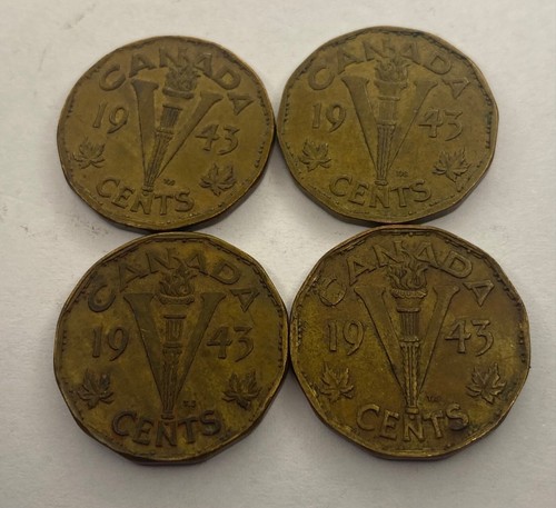 Canada 1943 Tombac V Victory Nickel 5 Cents Coins Lot of 4 - Low Mint ...