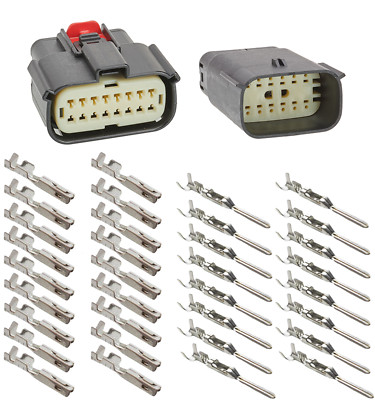 Molex 16 Pin Wire Connector, Harley BLACK Waterproof, Sealed Kit, MX150 ...