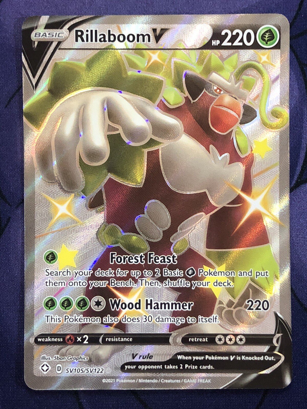 Rillaboom V SV105/SV122 - Shining Fates Full Art Shiny Rare 2021 ...