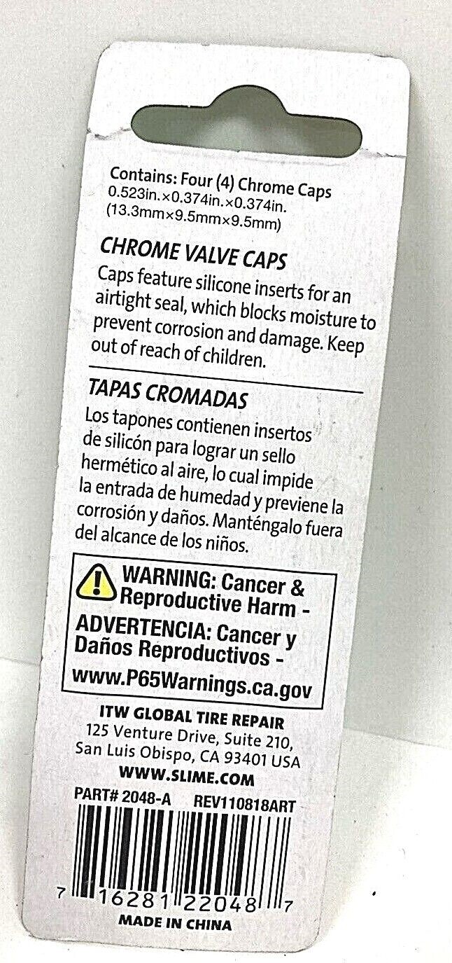 10 - 4 Packs (40 ct) SLIME Chrome Caps Fits Schrader Valves & TPMS Safe ...