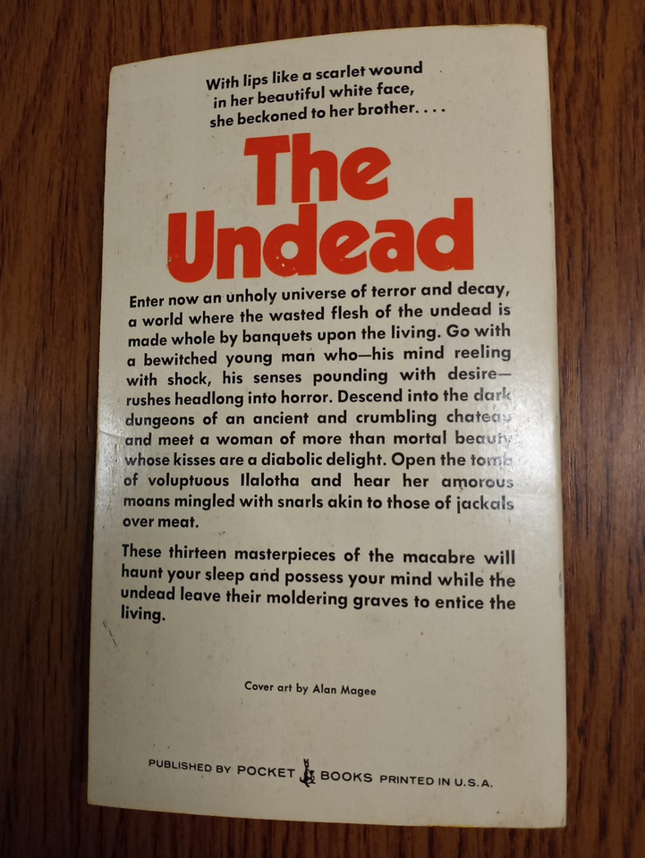 The Undead - James Dickie (Editor) Pocket Books PB 1976 Vampires Horror ...