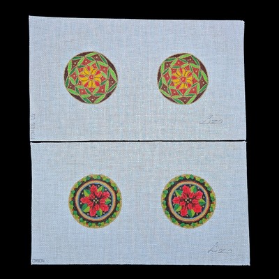 2 LIZ HP NEEDLEPOINT CANVAS: ORNAMENT CHRISTMAS POINSETTIA ABSTRACT GG ...