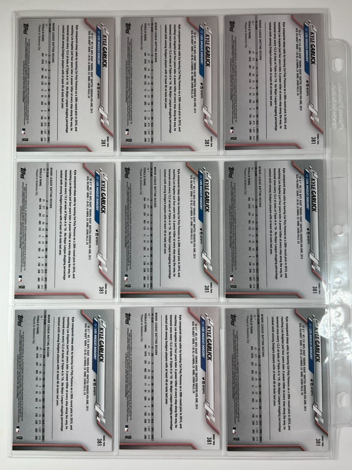 2020 Topps Series 2 Kyle Garlick #381 Rookie Nine (9) Card Lot LA ...