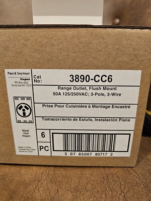 Case (6) Legrand P&S 3890 50A Range Outlet 10-50R 125/250V Leviton 5206 ...