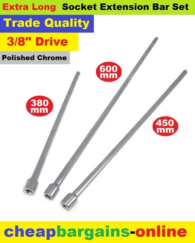 3/8" Dr EXTRA LONG SOCKET EXTENSION BAR TOOL SET ( SPANNER HAND AIR ...