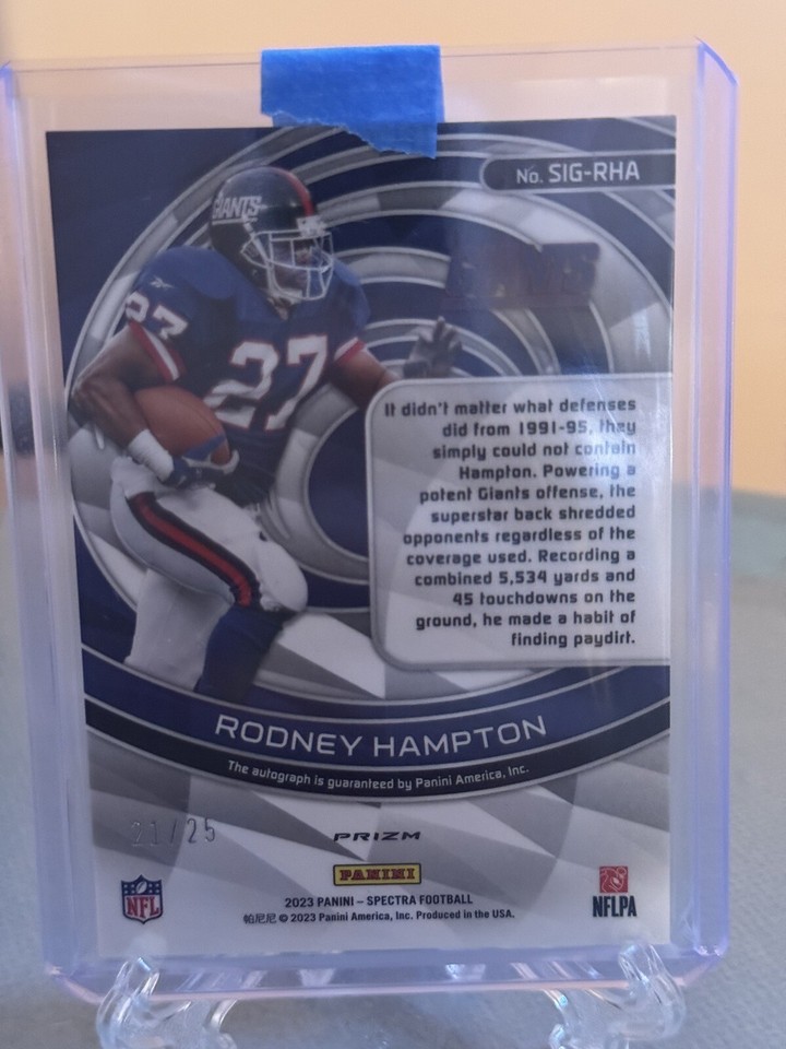 2023 Panini Spectra Football Rodney Hampton Prizm Auto /25 Giants ...