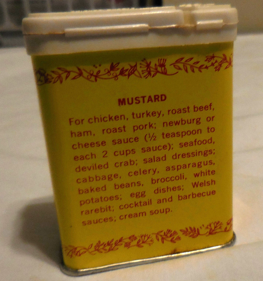 1 Durkee's Ground Mustard Tin can,1 1/2 Oz Famous Foods Cleveland OH ...