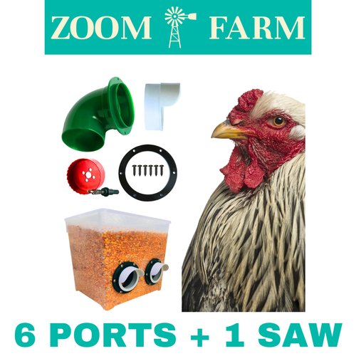 Chicken Feeder Kit 6 Port Bucket Poultry Feeder DIY | eBay