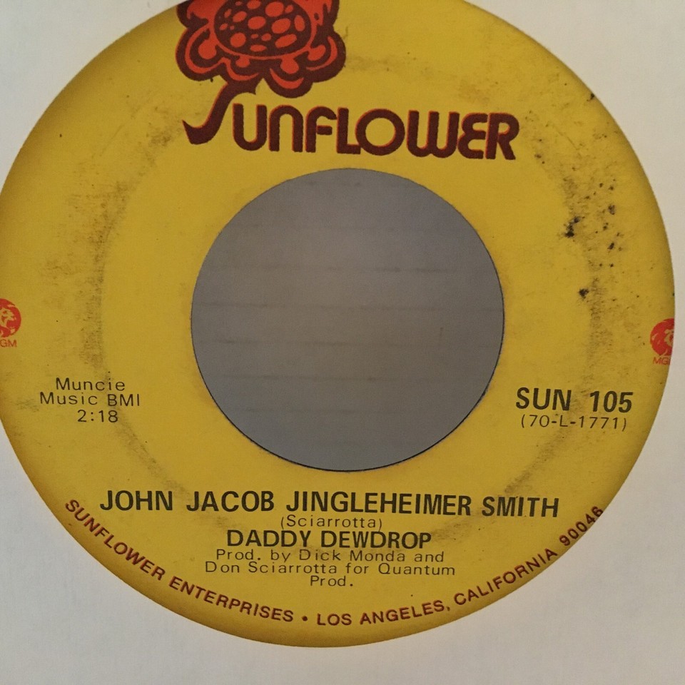 DADDY DEWDROP 45 SINGLE , CHICK A BOOM / JOHN JACOB JINGLEHEIMER SMITH ...