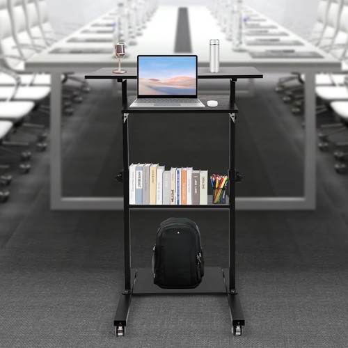 Height Adjustable Rolling Stand Up Desk, Mobile Standing Desk With 2 ...
