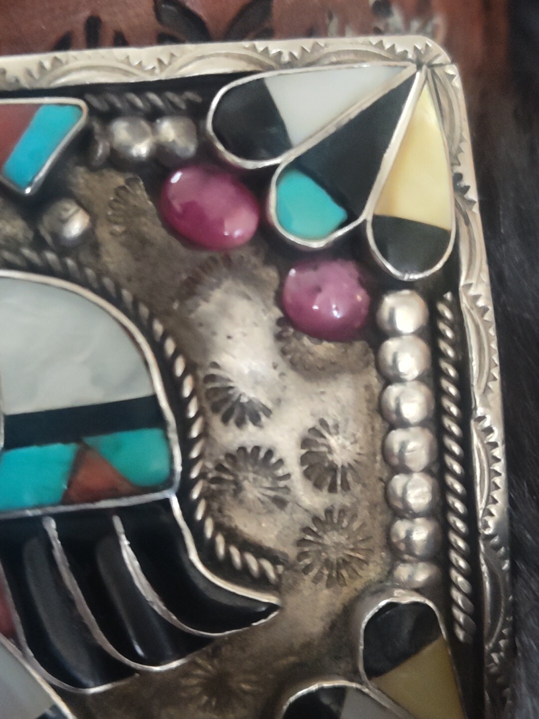 Vintage Custom Native American Thunderbird/Eagle Hopi/Zuni Belt Buckle ...