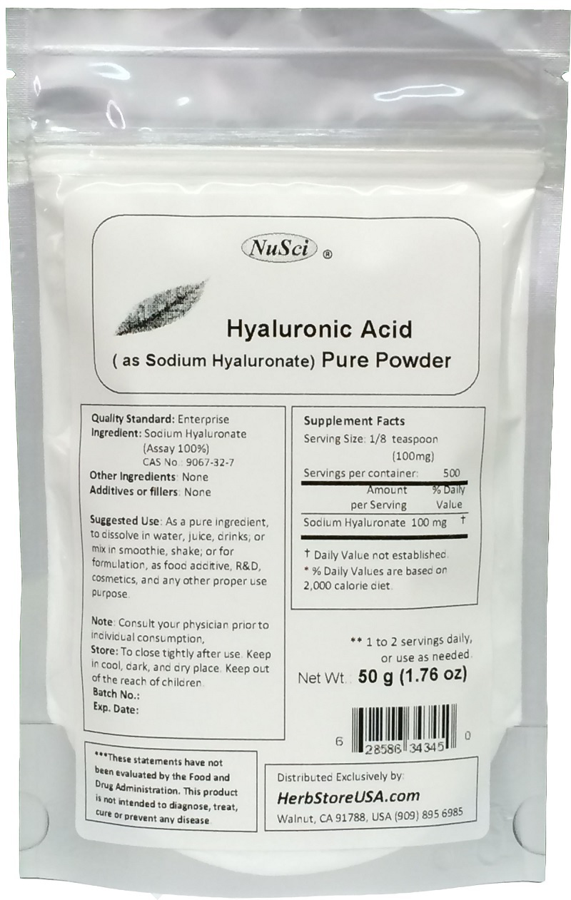 NuSci 100% Pure 10g Hyaluronic Acid Powder HA Sodium Hyaluronate ...