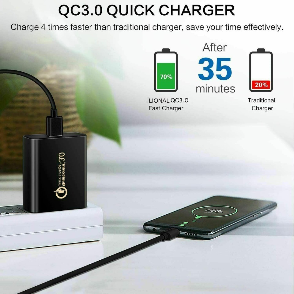 18W Qualcomm Quick Charge QC 3.0 Universal Super Fast USB Wall Charger ...