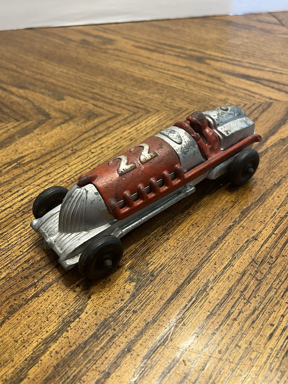 Vtg Antique 1930s Hubley Derby Racecar #22 Red & Silver Made In USA | eBay