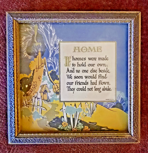 ANTIQUE FRAMED "HOME" POEM PRINT, WIRE ON BACK - PRINTED IN USA, READY ...