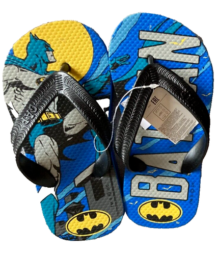 NEW Gap Kids Batman Toddler Boy Sz 10/11 Flip Flops Sandals Blue Yellow ...