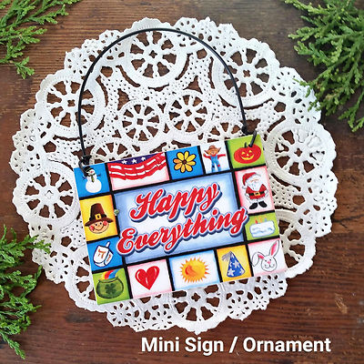 Happy Everything Wood Ornament Mini Sign Decorative Greetings USA New ...