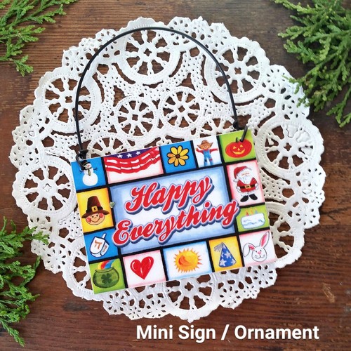 Happy Everything Wood Ornament Mini Sign Decorative Greetings USA New ...