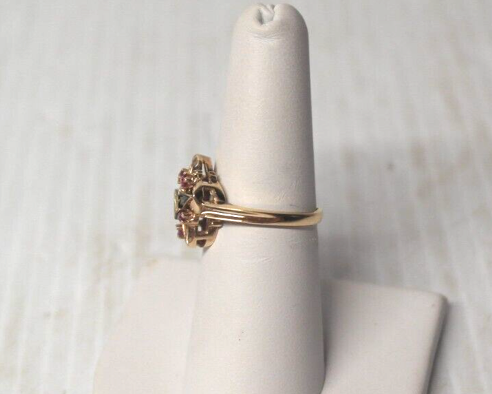 Eastern Star Ladies Ring solid 10K Yellow Gold Bows Gemstones Masonic ...