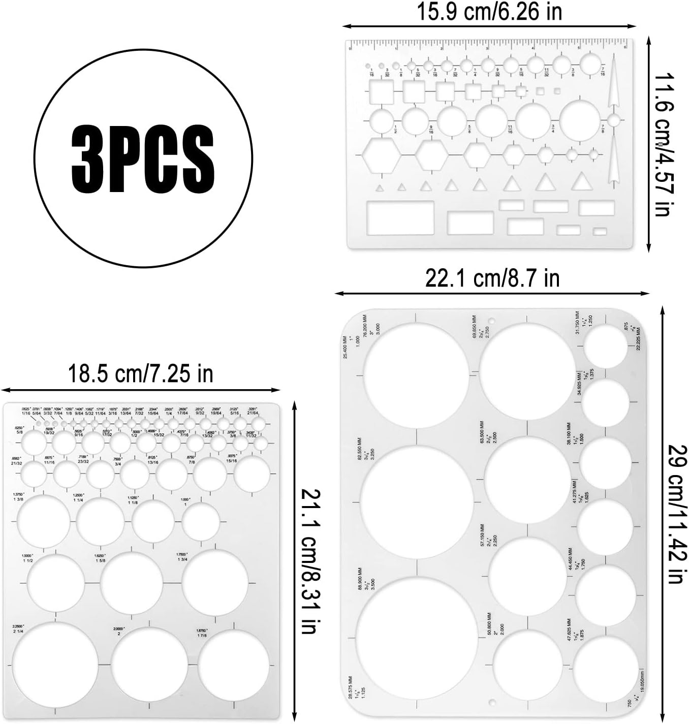 TOYMIS 3pcs Circle Round Stencil Template, Circle Stencils for Drawing ...
