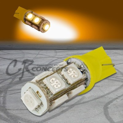AMBER 5050 9SMD 9 SMD LED T10 W5W 194 360 INTERIOR ROOF DOME WEDGE ...