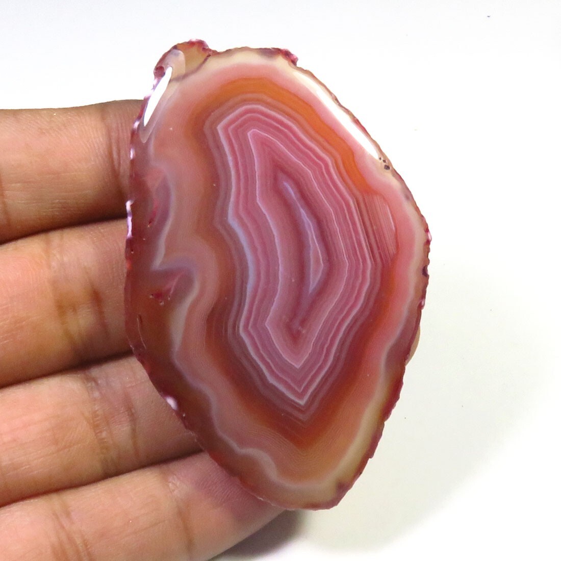 Pink Agate Smooth Geode Cabochon 59x39 mm Natural Slice Gemstone 127Cts ...