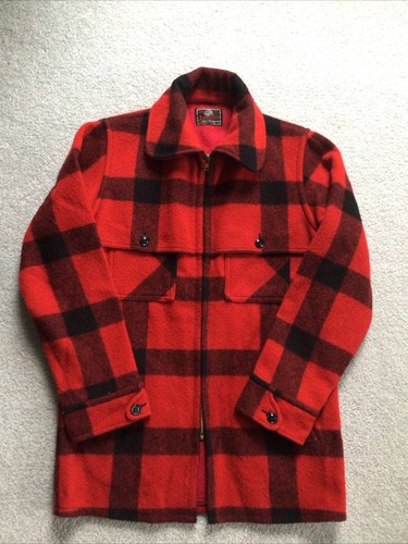 Vintage Johnson Woolen Mills Wool Jacket Buffalo Plaid Mackinaw Mens S ...